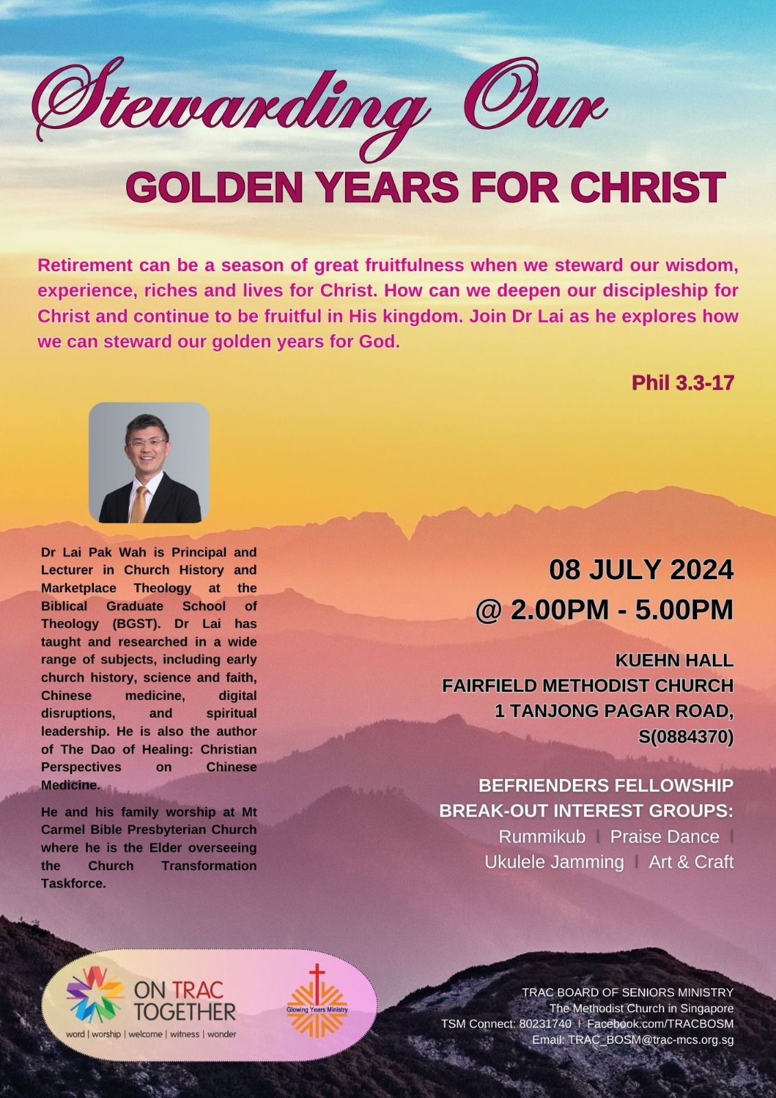 Wesley Methodist Church - Stewarding Our Golden Years For Christ-Events